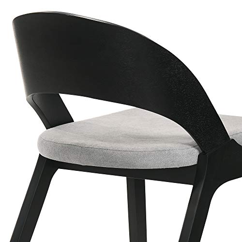 Armen Living Polly Mid-Century Modern Dining Accent Chairs Finish Fabric-Set of 2, 20" Wide, Black/Grey
