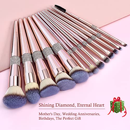 LORYP Makeup Brushes Set -13pcs Diamond Foundation Eye Shadows Eyeliner Brush Concealers Make Up Brush Set for Women