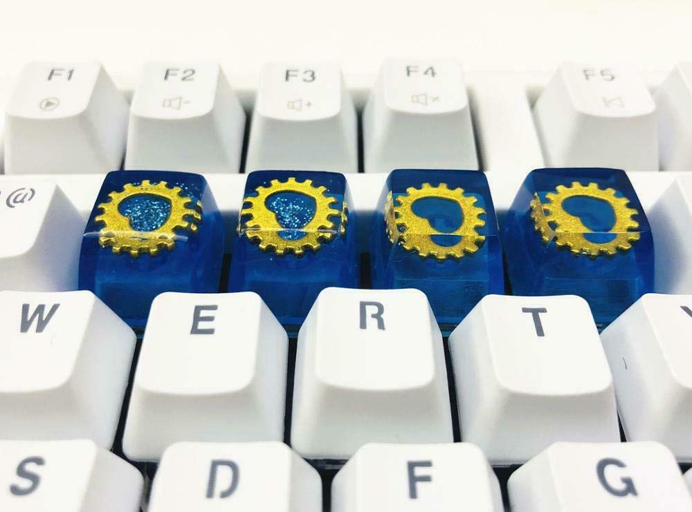 Handmade Heart of Ocean Resin R4/ESC Keycap Backlit Translucent Key Cap Switch OEM Profile for Cherry RGB MX Mechanical Gaming Keyboards (Kit 1)