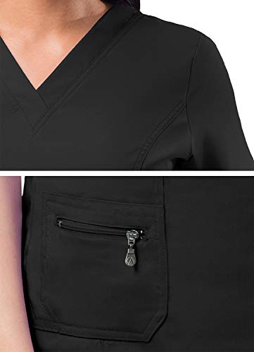 Adar Pro Scrubs for Women - Elevated V-Neck Scrub Top - P4212 - Black - M