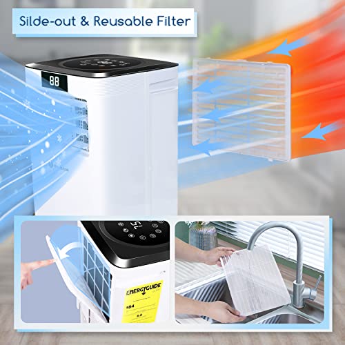 Aigostar Portable Air Conditioners, 10000 BTU(6500 BTU SACC)Smart 4-in-1 Dehumidifier, Fan, AC Unit, WIFI App & Remote Control, Compatible with Alexa & Google Assistant, 24H Timer, Window Kit, White
