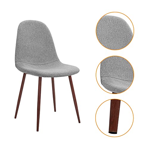 CangLong Fabric Cushion Seat Back, Mid Century Metal Legs for Kitchen Dining Room Side Chair, Set of 2, Grey