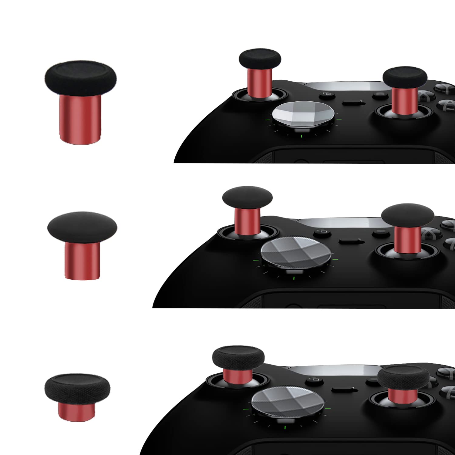 12 in 1 Metal Replacement Thumbsticks, D-Pads, Paddles with Tools for Xbox One Elite Series 1 Controller - Red