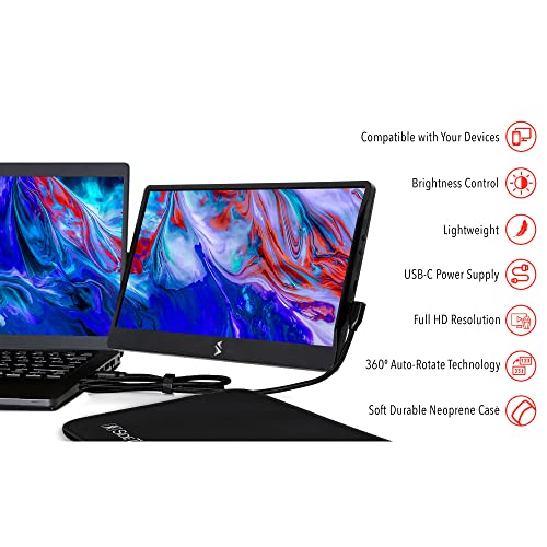 SideTrak Swivel 12.5" Patented Attachable Portable Monitor for Laptop | FHD IPS Dual Screen with 13β Protective Case | Mac, PC & Chrome Compatible | Fits All Laptops | Powered by USB-C or Mini HDMI