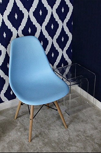 2xHome RayLeg Natural Wood Base, Dining Side Chair, Blue