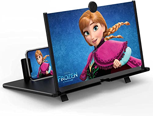 18" Screen Magnifier for Cell Phone – 3D HD Magnifing Screen Enlarger Projector for Movies Videos and Gaming – Foldable Phone Stand Holder with Screen Amplifier–Supports All Smartphones (Black-18inch)
