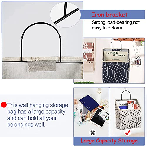 3Pack Wall Hanging Storage Bag Waterproof Over The Door Closet Organizer Hanging Pocket Linen Cotton Organizer Box Containers for Home,Dormitory,Bedroom, Bathroom (3 Pack)