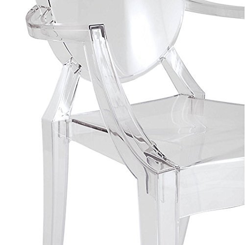 2xhome Set of Two (2) Clear - Louis Style Ghost Armchair Dining Room Chair - Lounge Arm Arms Armed Chairs Armchairs Accent Seat Higher Fine Modern Mid Century Designer