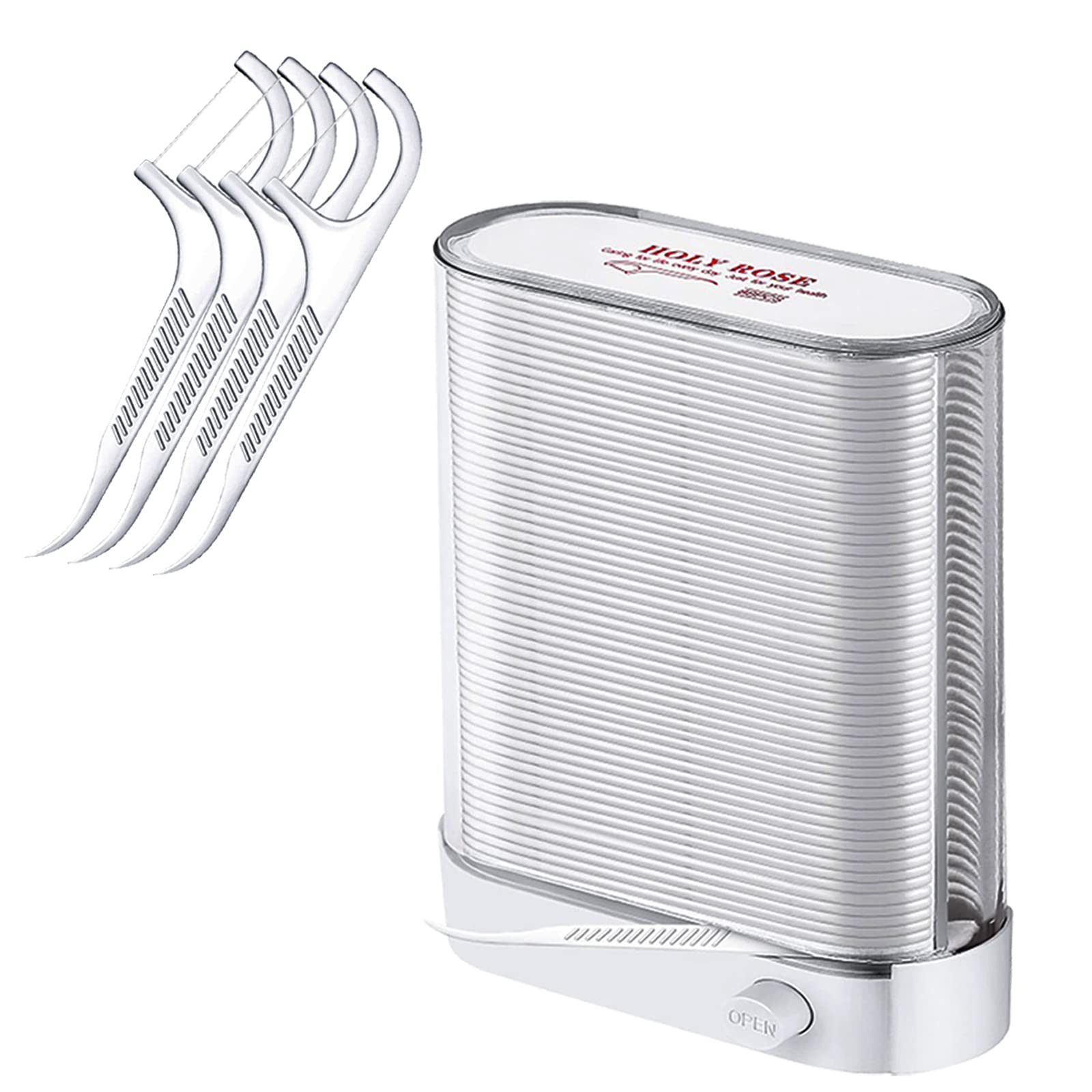 Dental Floss Picks Holy Rose Pop Up Flossers White Dispenser, with Adult Flossing Sticks 88 Count,No Fragrance Smell,Sealed Storage,Cleaning Teeth More Hygienic