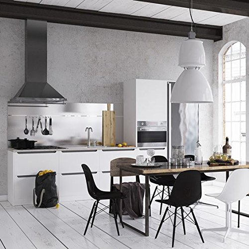 2xhome White - Plastic Molded Bedroom Dining Side Ray Chair with Black Wood Eiffel Dowel-Legs Base Nature Legs No Side