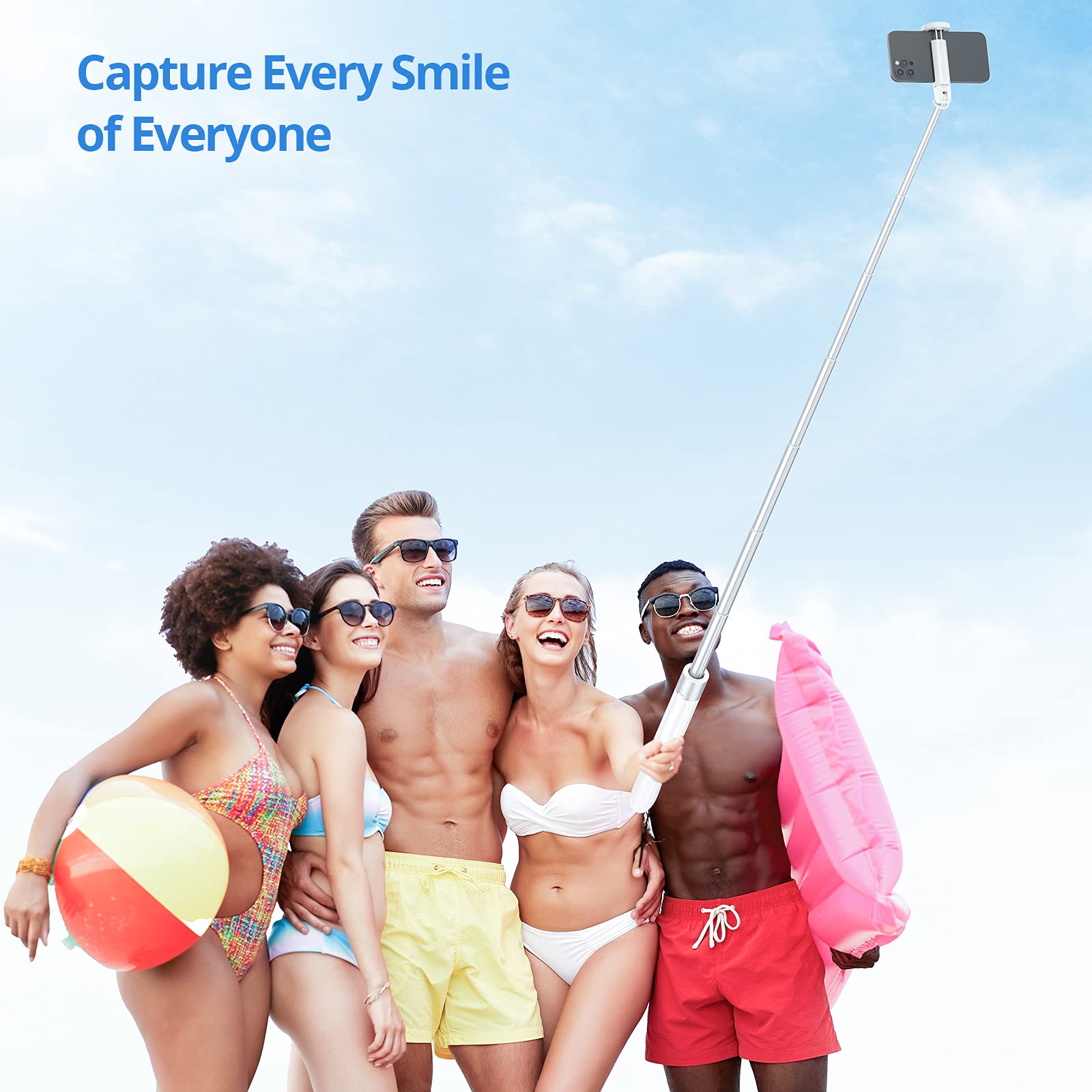ATUMTEK 60" Selfie Stick Tripod, All in One Extendable Phone Tripod Stand with Bluetooth Remote 360° Rotation for iPhone and Android Phone Selfies, Video Recording, Vlogging, Live Streaming, White