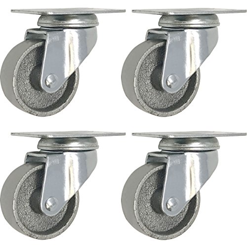 4 All Steel Swivel Plate Caster Wheels Heavy Duty High-gauge Steel Gray (2" METAL SWIVEL CASTER (GRAY) - No Brake)
