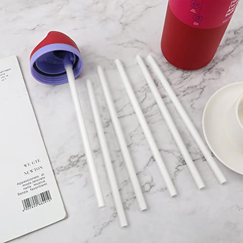 40 oz Replacement Straws for Owala Water Bottle, 6PCS Reusable Plastic Straws with Cleaning Brush for Owala FreeSip Flip Insulated Stainless Steel Bottle 40oz Tumbler Cup Accessories Parts (White)