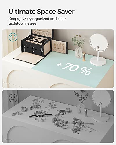 SONGMICS Jewelry Box 3 Layers, Jewelry Organizer with 2 Drawers, Jewelry Case with Portable Travel Case, with Handle, Lockable, Jewelry Storage, Gift for Loved ones, Black UJBC121B