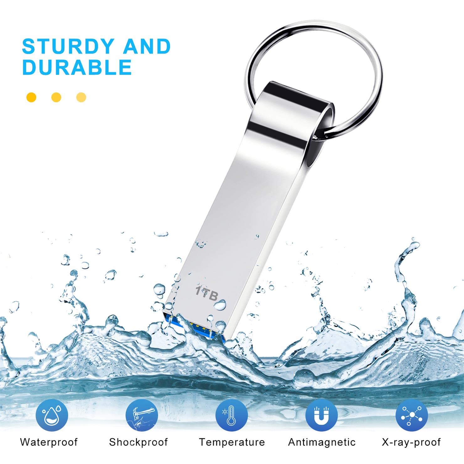 1TB Flash Drive, hearsmile Ultra High-Speed USB 3.0 Flash Drive Portable Thumb Drive Ultra Large Storage 1000GB USB Drive Keychain Design Jump Drive Waterproof Memory Stick or Extenal Data Storage
