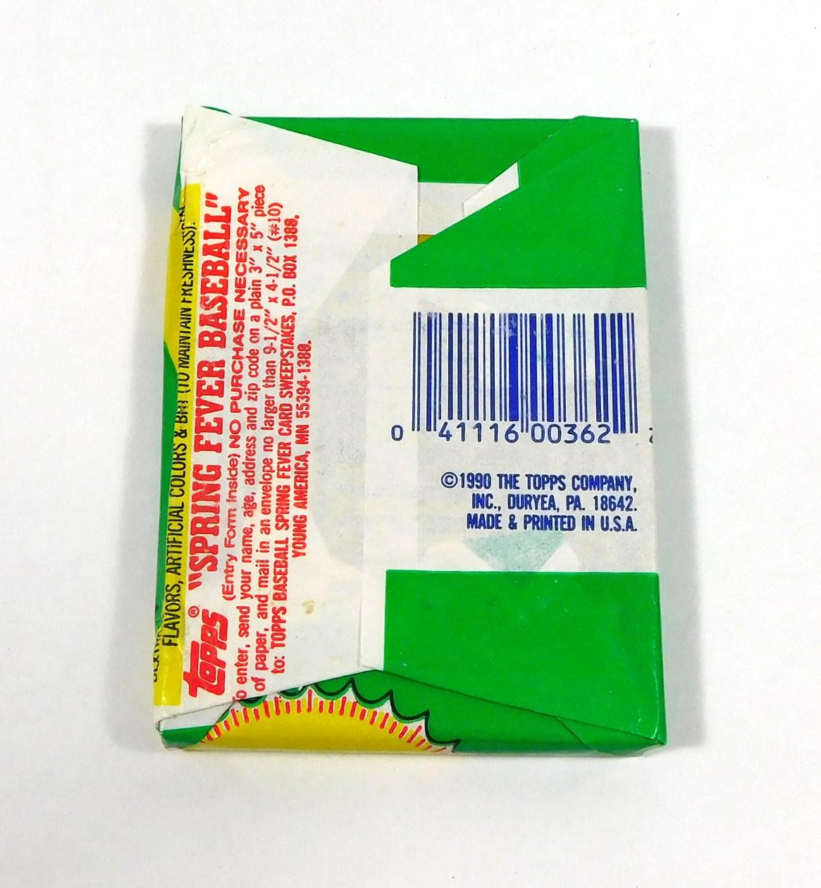 1990 Topps Major League Baseball Pack: The Real One! -- 16 Bubble Gum Cards