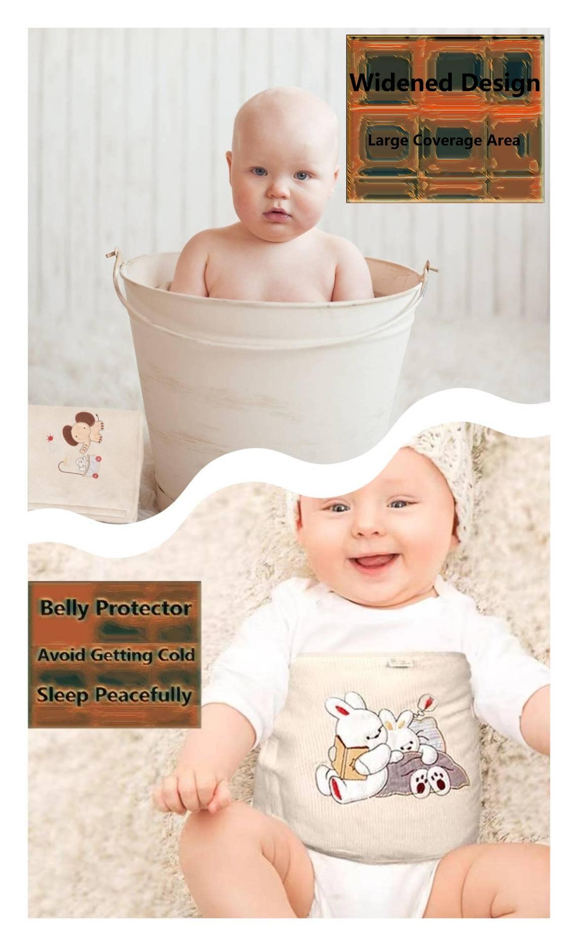 Donhoo Widens Pure Cotton Baby Warm Belly Band, Swaddle Belt, Sleeps to Prevent Cold, Pervent Diarrhea, Suitable for Babies Aged 0-10(Pattern: Bath Elephant), L:33.4x13.8in