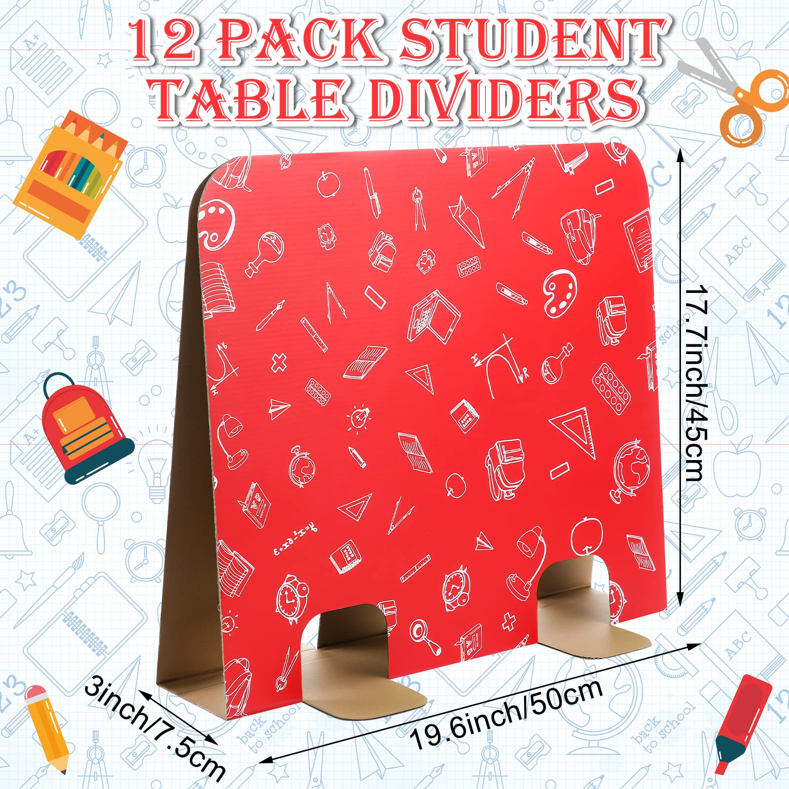 12 Pcs Student Table Dividers Test Shields Classroom Tabletop Privacy Folders Panel Student Desk Privacy Boards Study Carrel Screen Reduces Distractions for Teachers School Testing Home (Colorful)