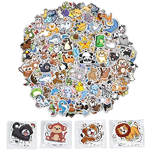 200-PCS Animal Stickers for Kids, 4 Packs (50/Pack) - Shiny Cute Animal Stickers for Water Bottles, Laptop, Skateboard, Notebook - Reusable Animal Vinyl Stickers - Waterproof (StackorsBeast)