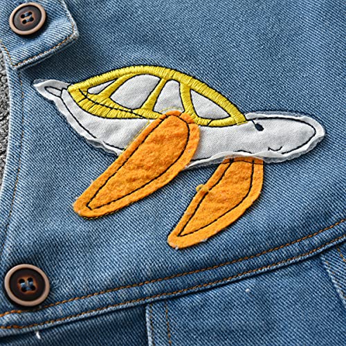 Lvyinli Baby Boy Clothes Set Infant Boy's Long Sleeve Romper+Dinosaur Denim Overalls Toddler Boys Summer Clothes Outfits (Blue Turle, 6-12 Months)