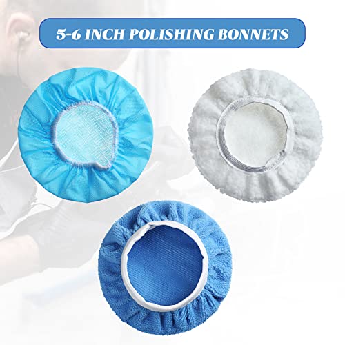 40 Pieces Buffer Pads Cover Car Polisher Bonnet Orbital Buffer Bonnets Microfiber Bonnet Waxers Bonnet Set Including 24 Microfiber 8 Plush 8 Non Woven for Polisher (5-6 Inch)