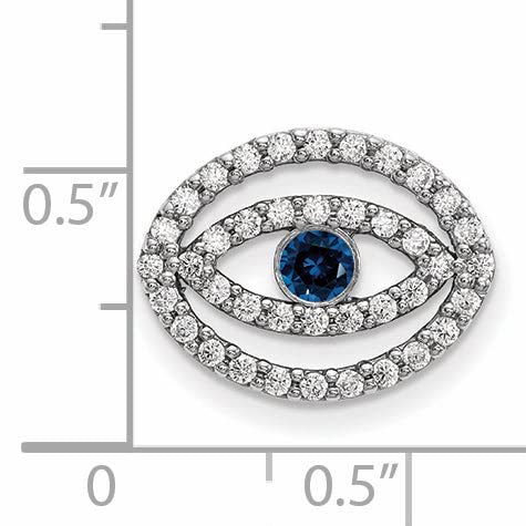 14k White Gold Medium Diamond and Sapphire Halo Evil Eye Pendant GLD-AZ-XP5033WS/AAA