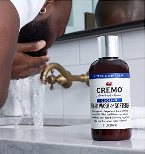 Cremo Citrus Mint Leaf Cooling Beard and Face Wash, Specifically Designed to Clean Coarse Facial Hair, 6 Fluid Oz