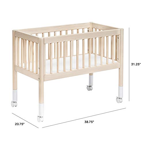 Babyletto Gelato Portable Bassinet in Washed Natural and White, Greenguard Gold Certified