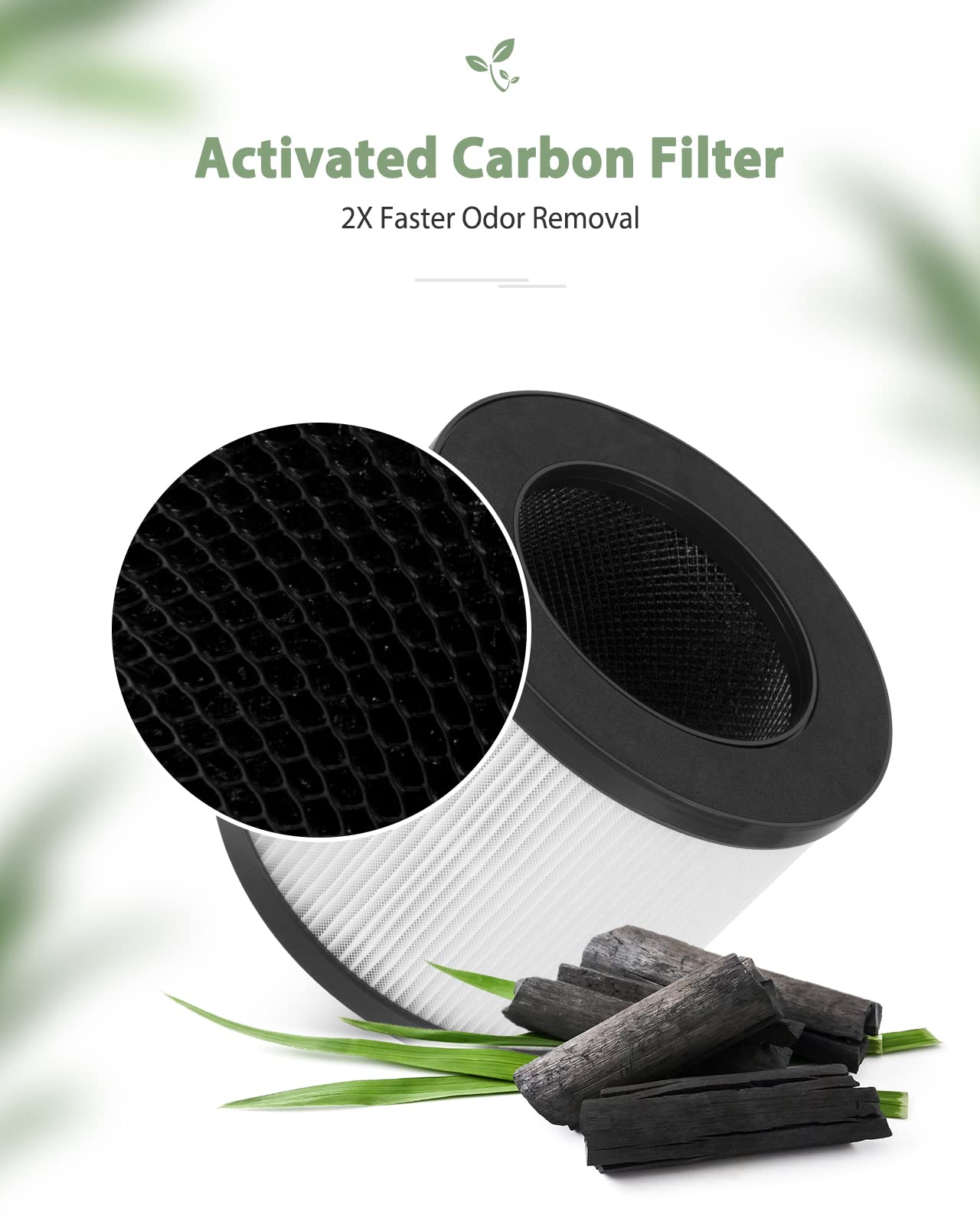 2-Pack Replacement Filter for Air Purifier, 3 in 1 with Pre-filter, H13 True HEPA Filter & Activated Carbon Filter