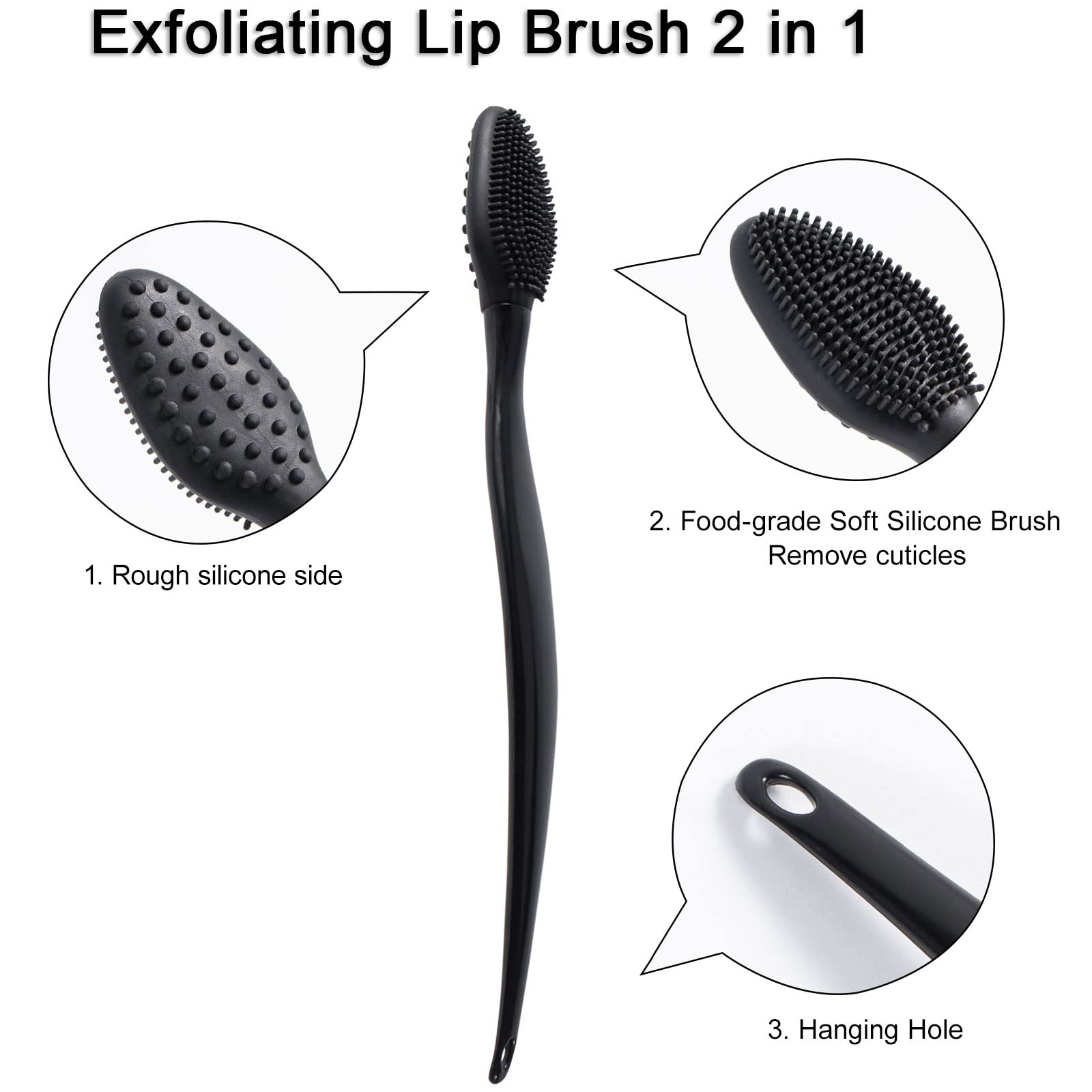 16 Pcs Black Silicone Lip Exfoliator Brushes, Raploy Double-Sided Lip Scrub Brush Soft Silicone Exfoliator Tool for Skincare, Smoother Lip