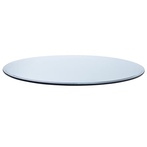 46" Round Clear Glass Table Top 1/2" Thick 1" Beveled Edge