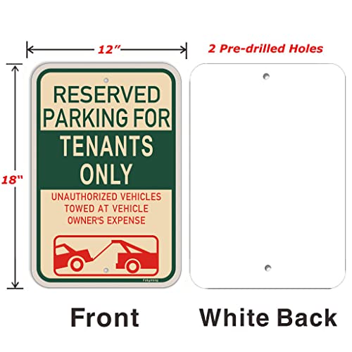 2 Pack Reserved Parking Sign Tenants Only Sign 18 x 12 Inches Reserved Parking For Tenants Unauthorized Vehicles Towed Signs Metal Reflective Sturdy Rust Aluminum Weatherproof Durable Easy Mounting
