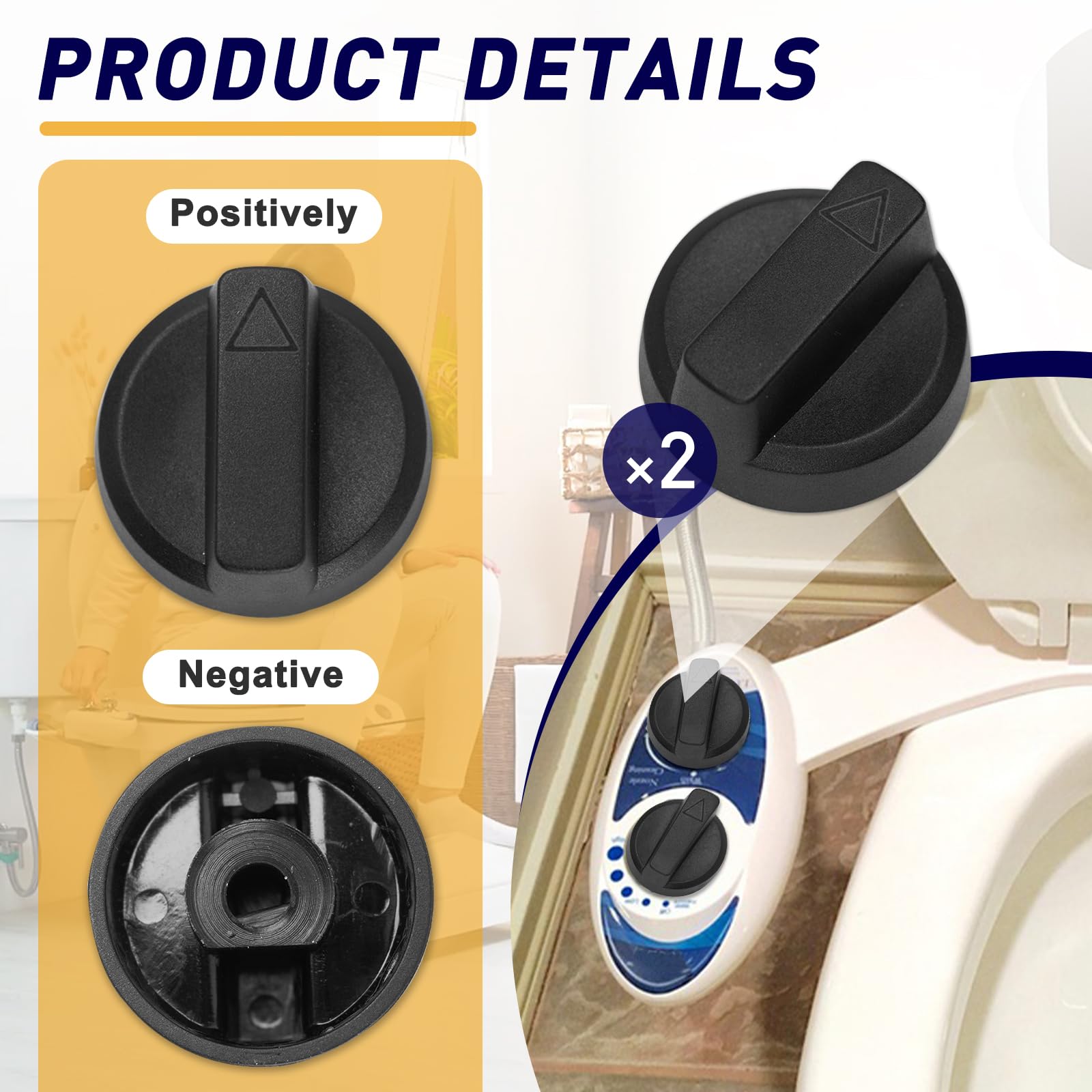 2-Pack Replacement Knob for Luxe Bidet Neo 120 & Neo 185, Knob Accessories for Luxe Bidet Neo 120 & Neo 185(Black)