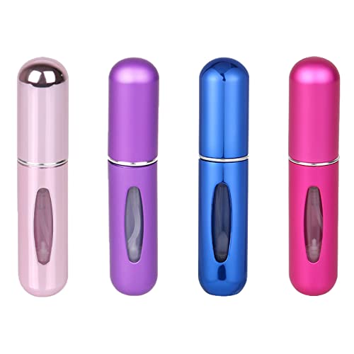 TIGERMILLION Portable 5ml Atomizer Bottle, Mini refillable perfume Spray, Scent Pump Case, perfume atomizer Refillable Travel Pack of 4pcs