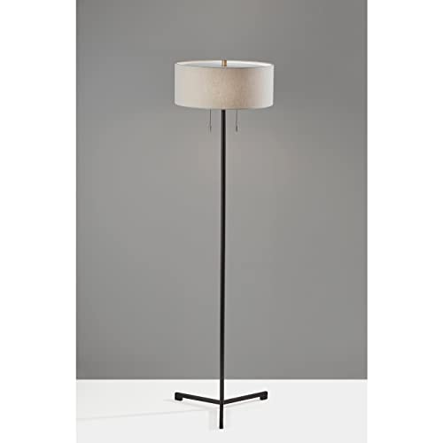 Adesso 1557-01 Wesley Floor Lamp, 60 in, 2 x 60W, Black, 1 Floor Lamp