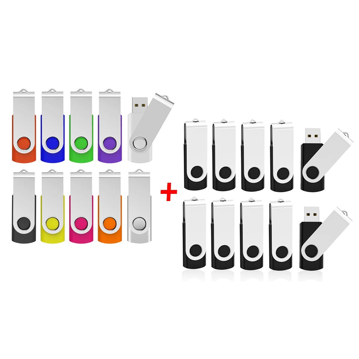 10×32GB-3.0 Black + 10×32GB-3.0 Multicolor USB Flash Drives Thumb Drives