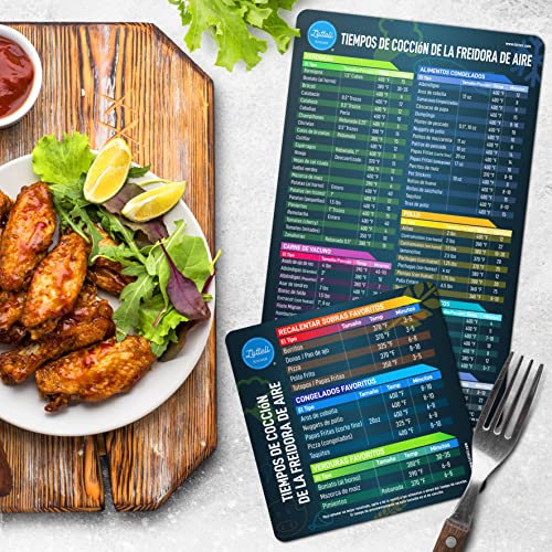 Air Fryer Magnetic Cheat Sheet Set, Air Fryer Accessories Cook Times, Airfryer Accessory Magnet Sheet Quick Reference Guide for Cooking and Frying (Spanish)