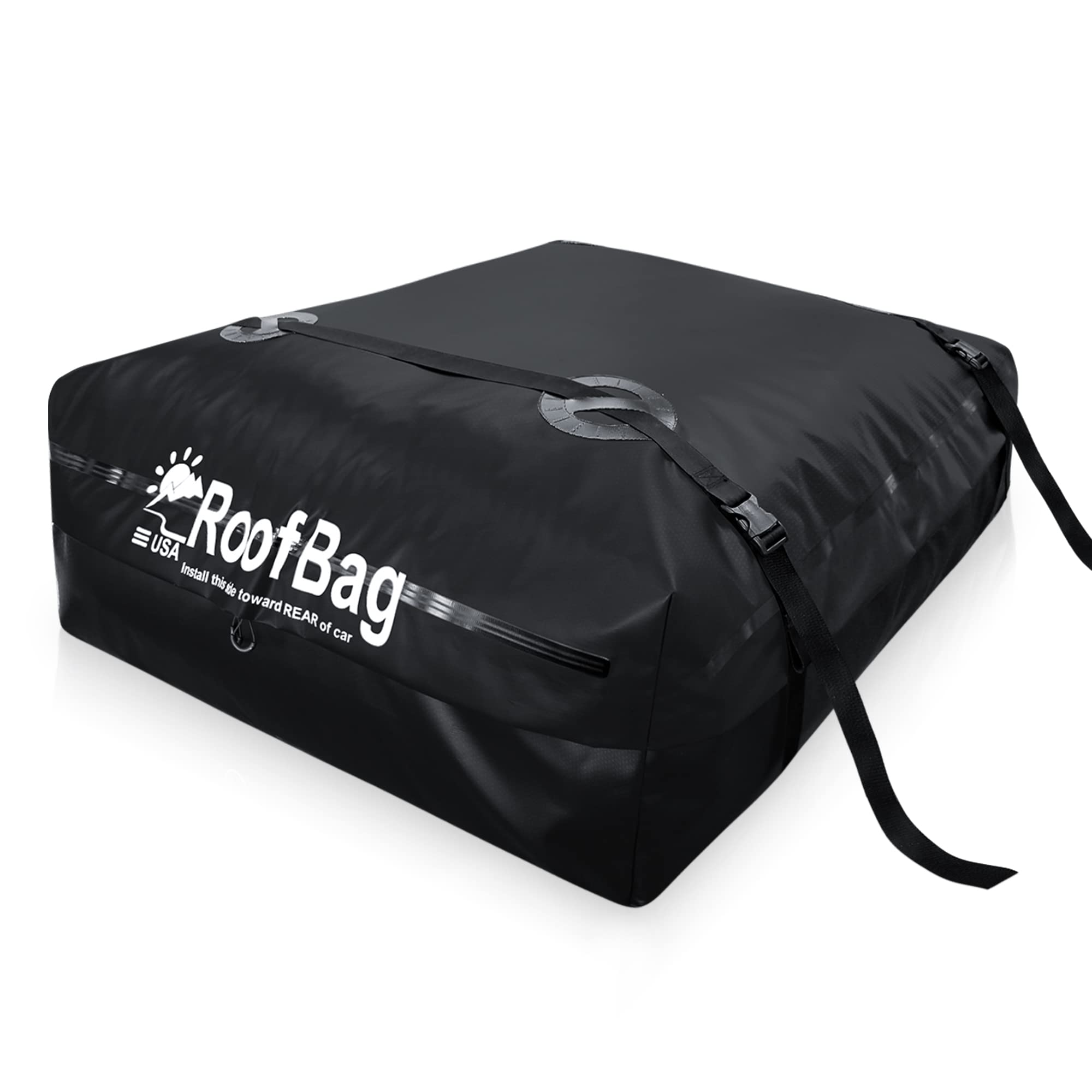 17 Cubic Waterproof RoofBag Car Rooftop Cargo with Strong Straps + Storage Bag + 3 Duffle Bags