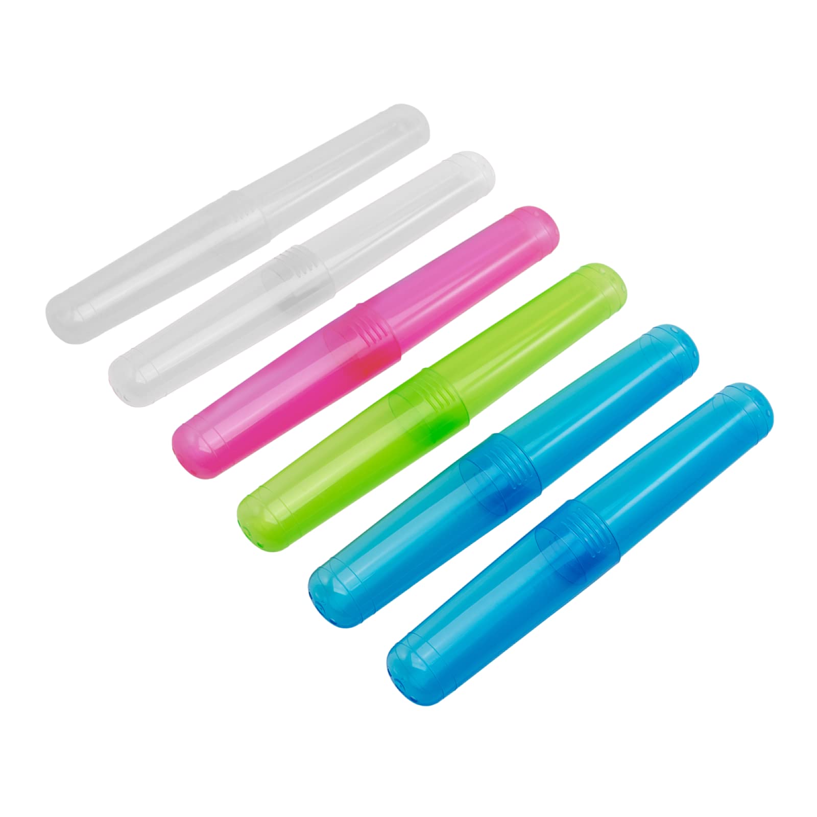 Flents Travel Toothbrush Holder, Breathable Plastic for Ventilation, Great for Home or Travel, 6 Pack, Assorted Colors