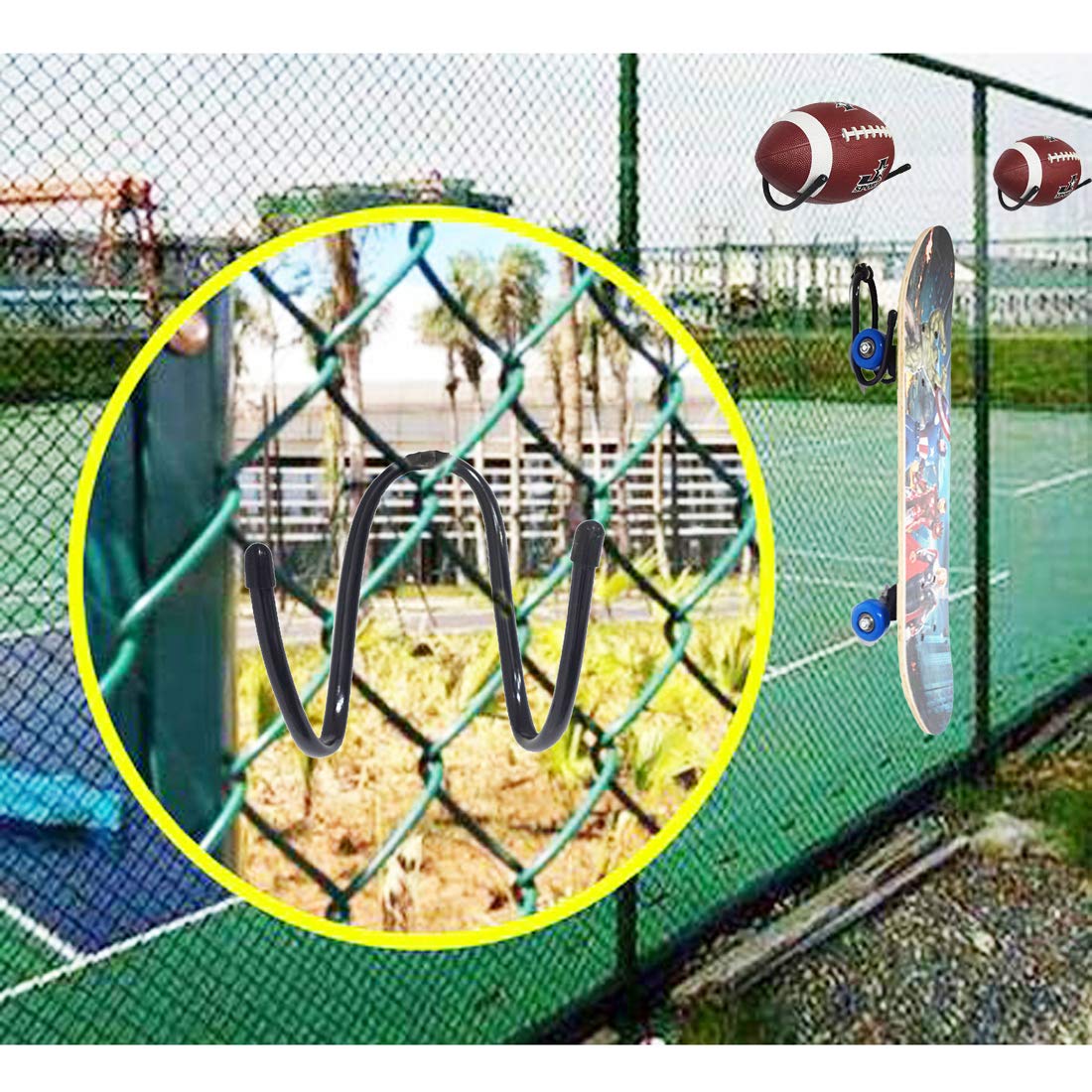 AUXPhome Multipurpose Adjustable Metal Display Rack — Universal Football Wall Rack Holder Storage, Sports Equipment Storage, Helmet/Coats/Hats/Ball Storage Rack, W Ball Claw Wall Mount for Home Decor