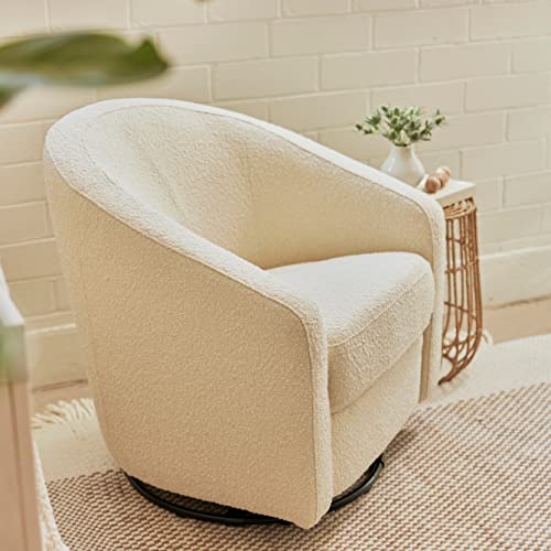 Babyletto Madison Swivel Glider in Polyester Ivory Boucle, Greenguard Gold and CertiPUR-US Certified