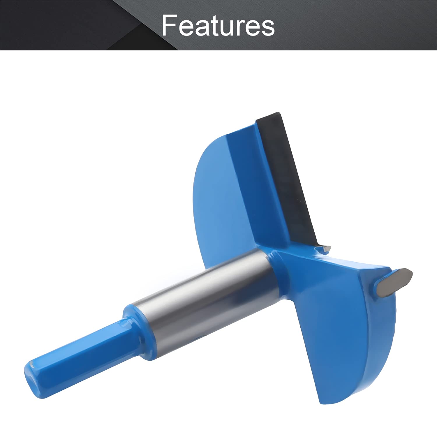 Auniwaig Forstner Drill Bits, 75mm Dia Wood Hole Saw, Auger Opener Cemented Carbide, 80mm Length Woodworking Hinge Hole Drilling Boring Bit Cutter, Hex Shank, Blue, 1 Pcs