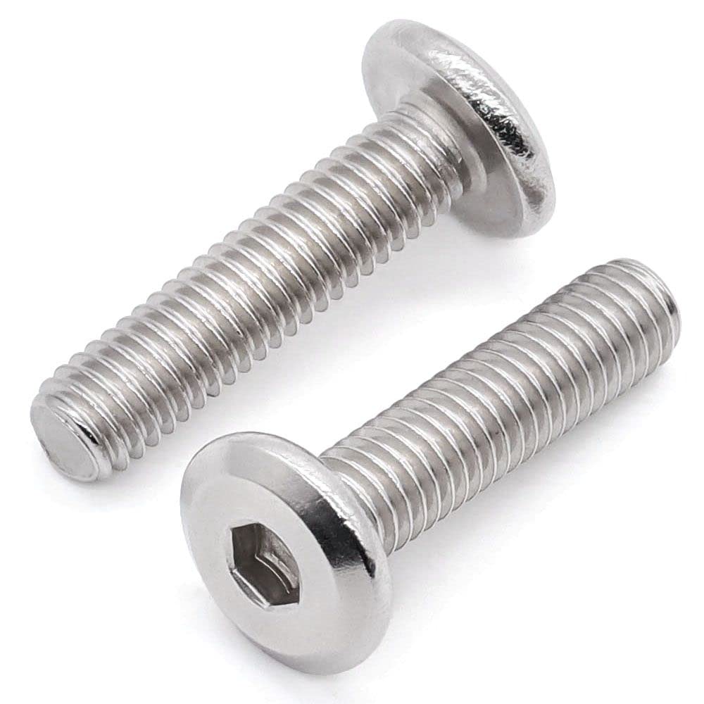 Glvaner M6-1.0 x 20mm Binding Screws Furniure Screws, Connection Bolt, Flat Round Head Socket Head Cap Screws, 304 Stainless Steel 18-8 Full Thread, 30 pcs