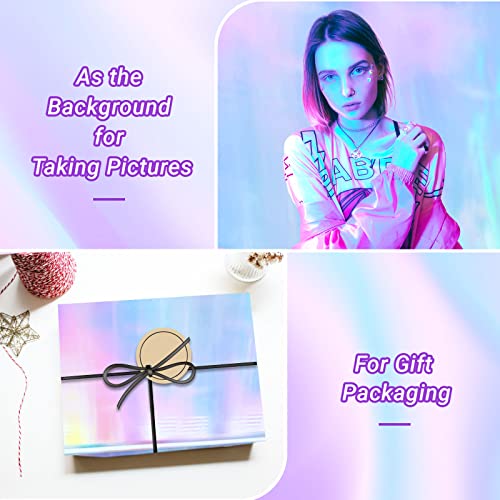 4 Pack Iridescence Plastic Tablecloths Shiny Disposable Laser Table Covers 54" x 108" Sequin Holographic Foil Tablecloths for Birthday, Wedding, Party, Picnic, Buffet, Christmas Decorations
