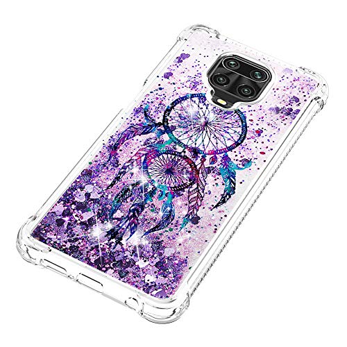 COTDINFORCA Compatible with Redmi Note 9S Case Glitter Cute for Girls Women Liquid Floating Quicksand Shockproof Protective Silicone Case for Xiaomi Redmi Note 9S / Redmi Note 9 Pro Dreamcatcher YB