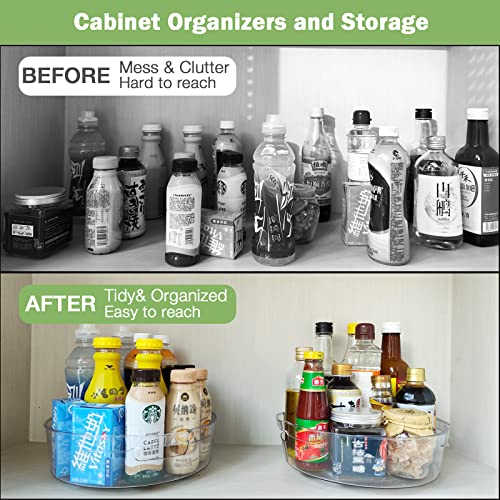 4 Pack Lazy Susan Organizer, 11.5 Inch Clear Lazy Susan Turntable Rack for Cabinet - Rotates 360 Degrees and 2 Handles Design, Pantry Organization and Storage, Kitchen Countertop, Fridge, Vanity