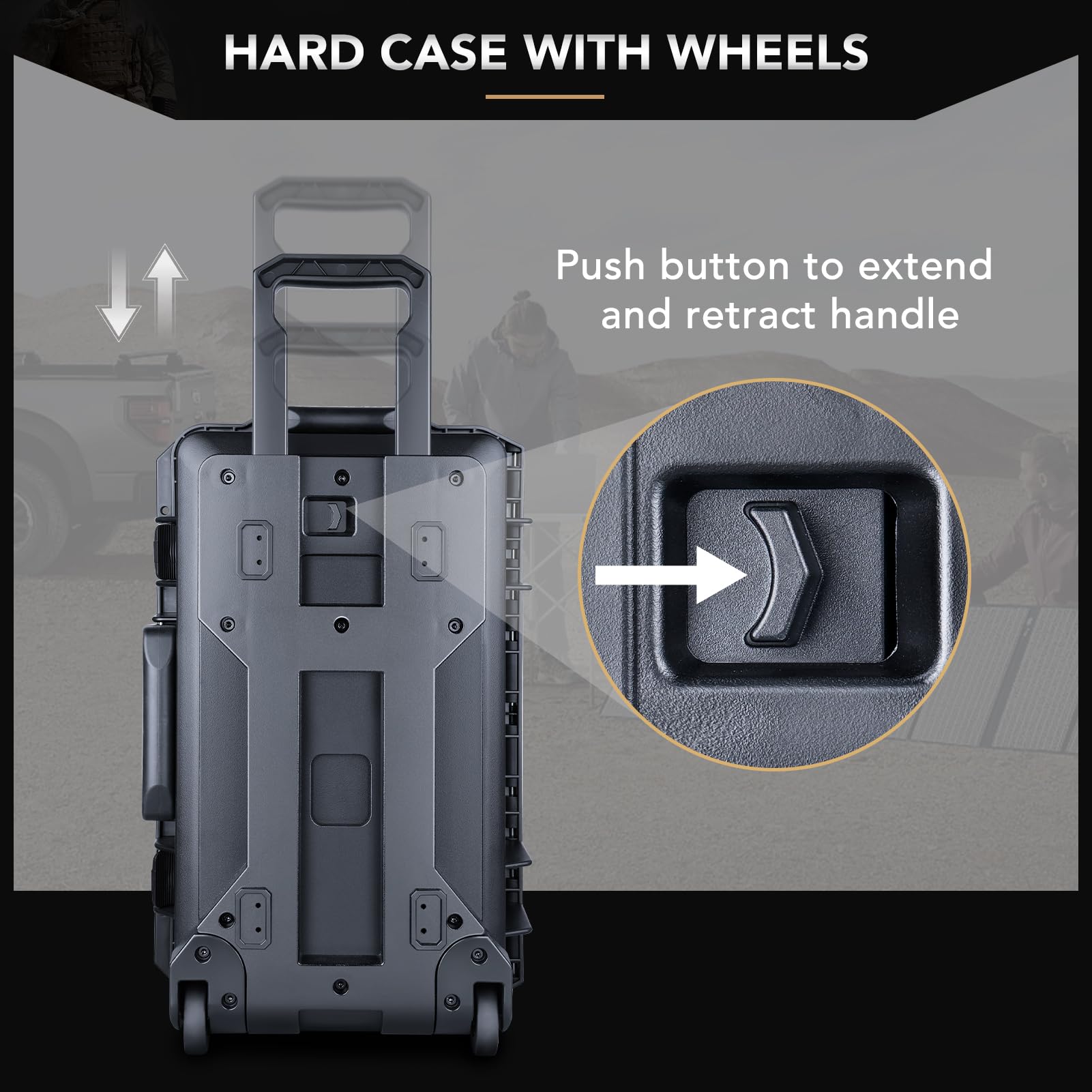 Lykus HC-5120 Waterproof Hard Case with Wheels and Customizable Foam, Interior Size 20.3x11.3x7.3 inch, Suitable for camera, lens, drone, mic, flashlight, projector, electronics, tools, and more