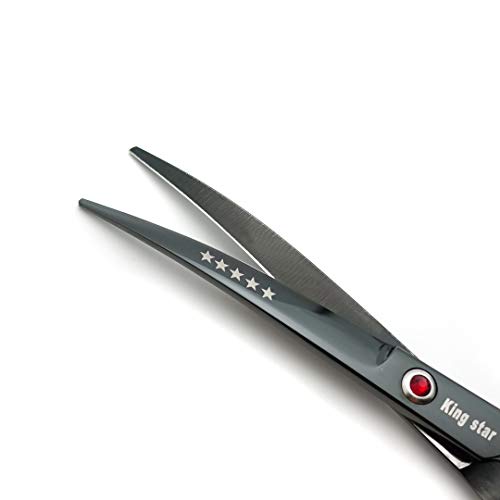 7.0in Titanium Black Professional Pet Grooming Scissors Set,Straight & Thinning & Curved Scissors 4pcs Set for Dog Grooming,(Black)