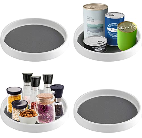 4 Pack Lazy Susan Turntable, 10 Inch Non-Slip Lazy Susan Cabinet Organizer, Rotating Spice Rack for Cabinet, Pantry, Countertop, Fridge, Vanity, Bathroom