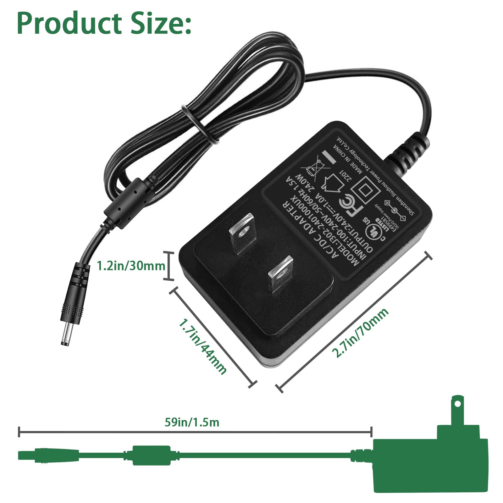 100V-240V to 24V 1A AC/DC Switching Power Supply Adapter 24volt 1000mA Adapter with 5 Selectable Adapter DC Plugs for LED Strip Light CCTV Camera DC Pump